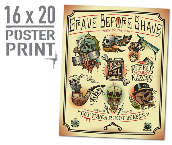GBS Cut Throats Not Beards Poster Print – Grave Before Shave