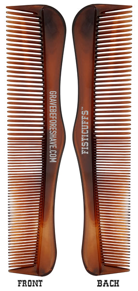 Grave Before Shave Acrylic Tortoise Shell Fine/Wide Tooth Comb (made b